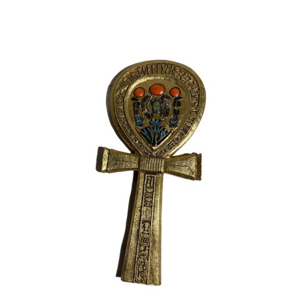 Accents | Vintage Gold Egyptian Ankh Mirror Hand Painted King Tut ...